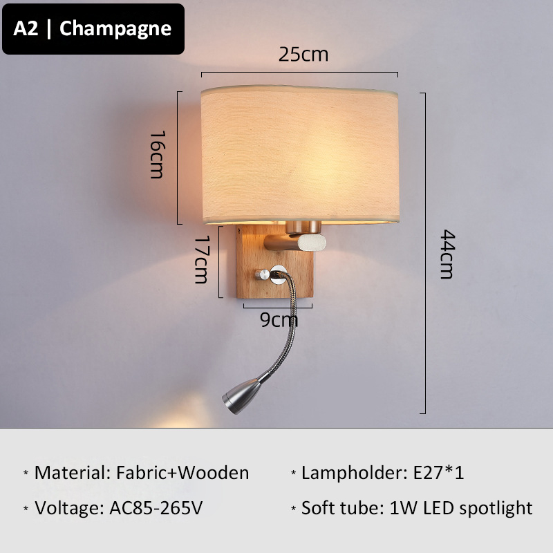 Wooden Wall Light With Oval/Rectangle Fabric Shade... – Grandado