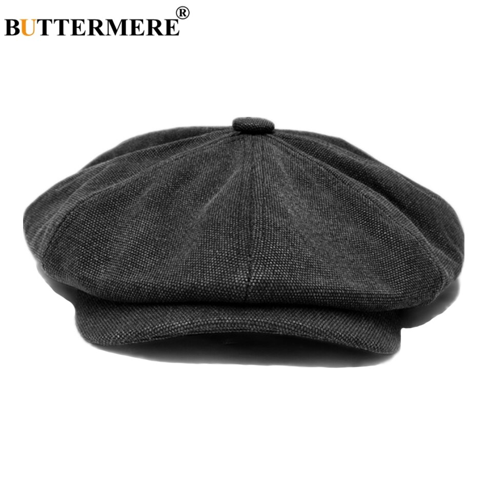 BUTTERMERE Octagonal Cap Men Black Cotton Newsboy ... – Vicedeal