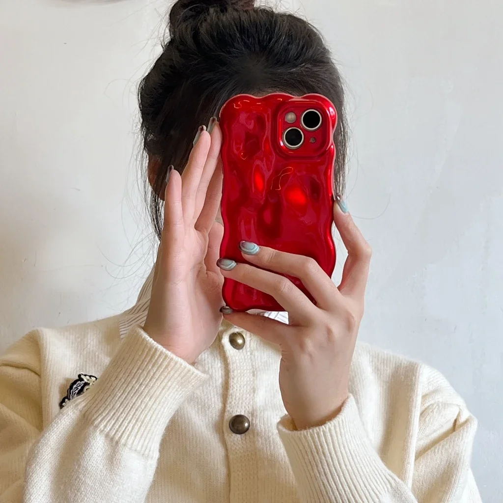 Eenvoud Rode Golvende Rand Rimpel Patroon Cover Ca... – Grandado