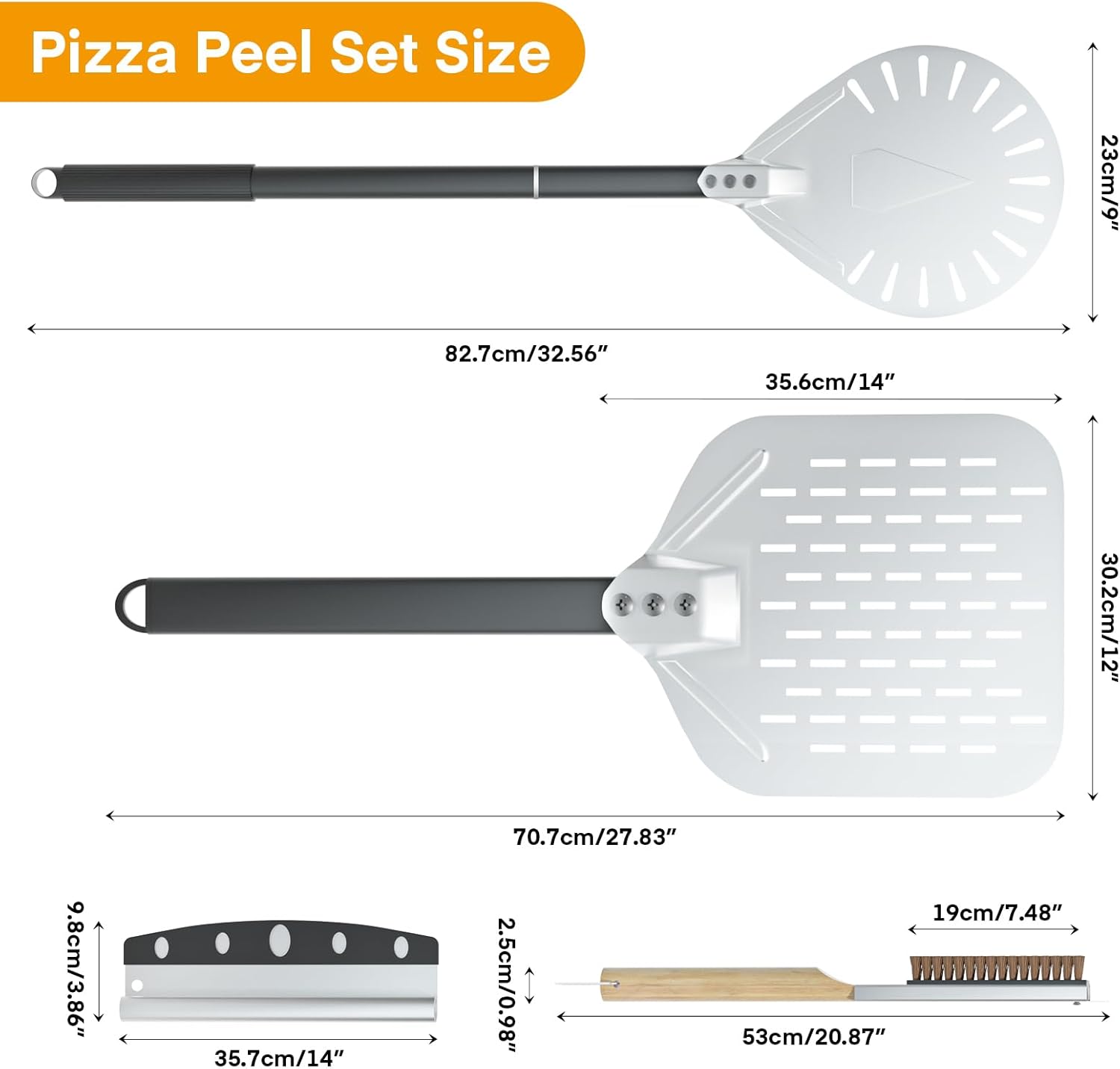 Long Handle 9/12 Inch Perforated Pizza Turning Pee... – Grandado