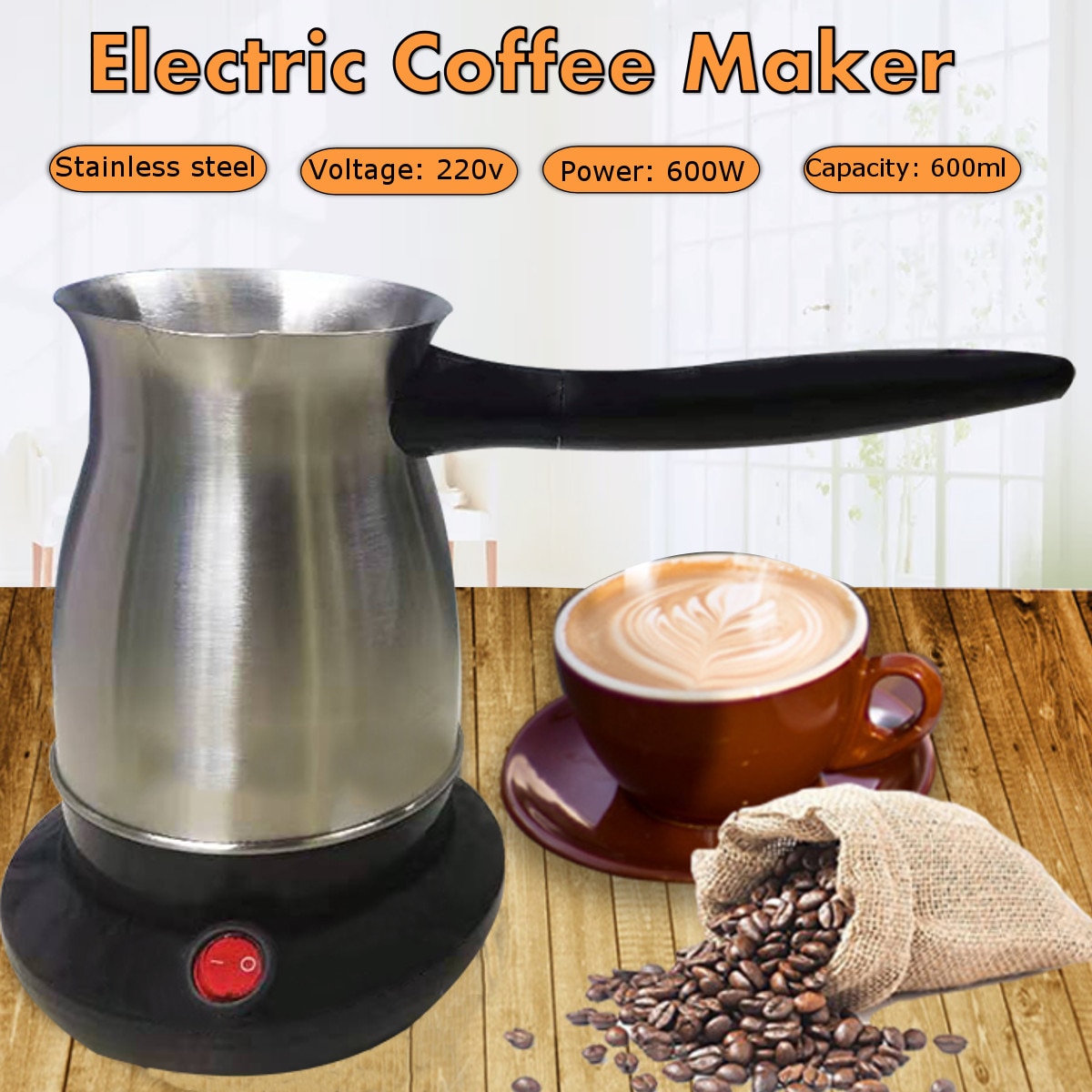 600W 220V Coffee Machine 304 Stainless Steel Turke... – Grandado