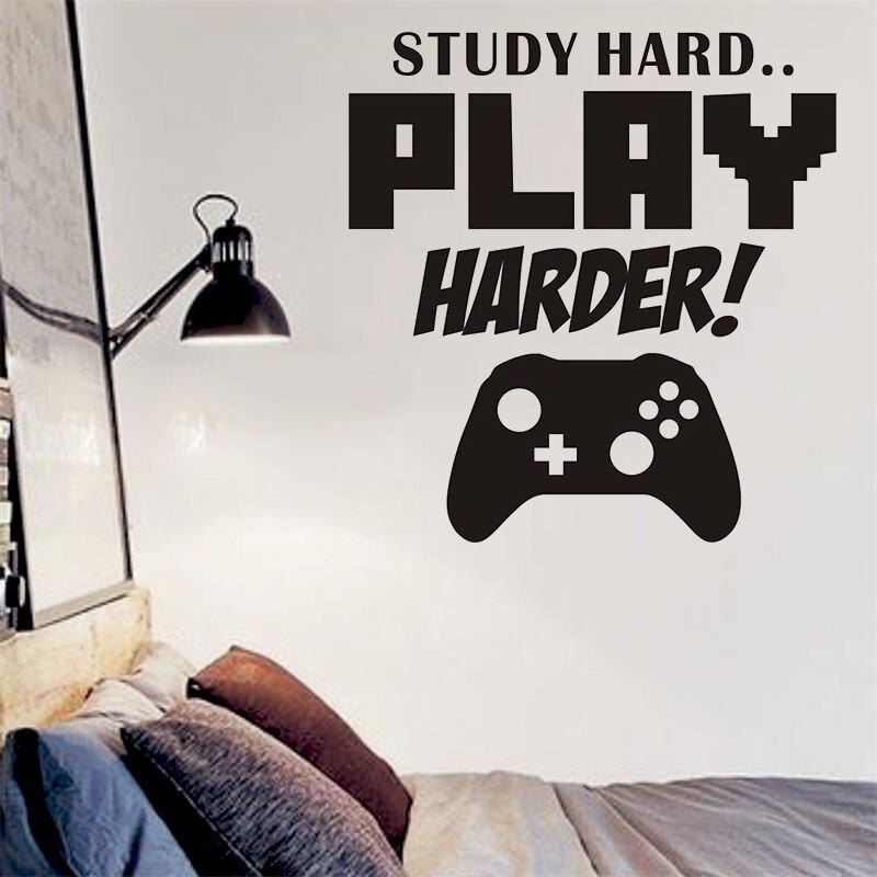 Study Hard Gamepad Quotes & Words Wall Sticker Art... – Grandado