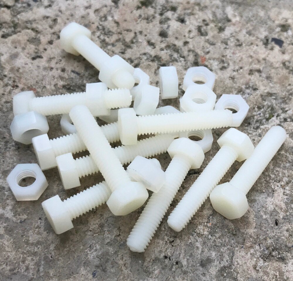 White M8 Stand-off Nylon Screws Bolt & Nuts Se... – Grandado