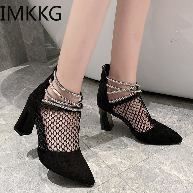 Classic Black Air Mesh Boots Women Summer square h... – Grandado