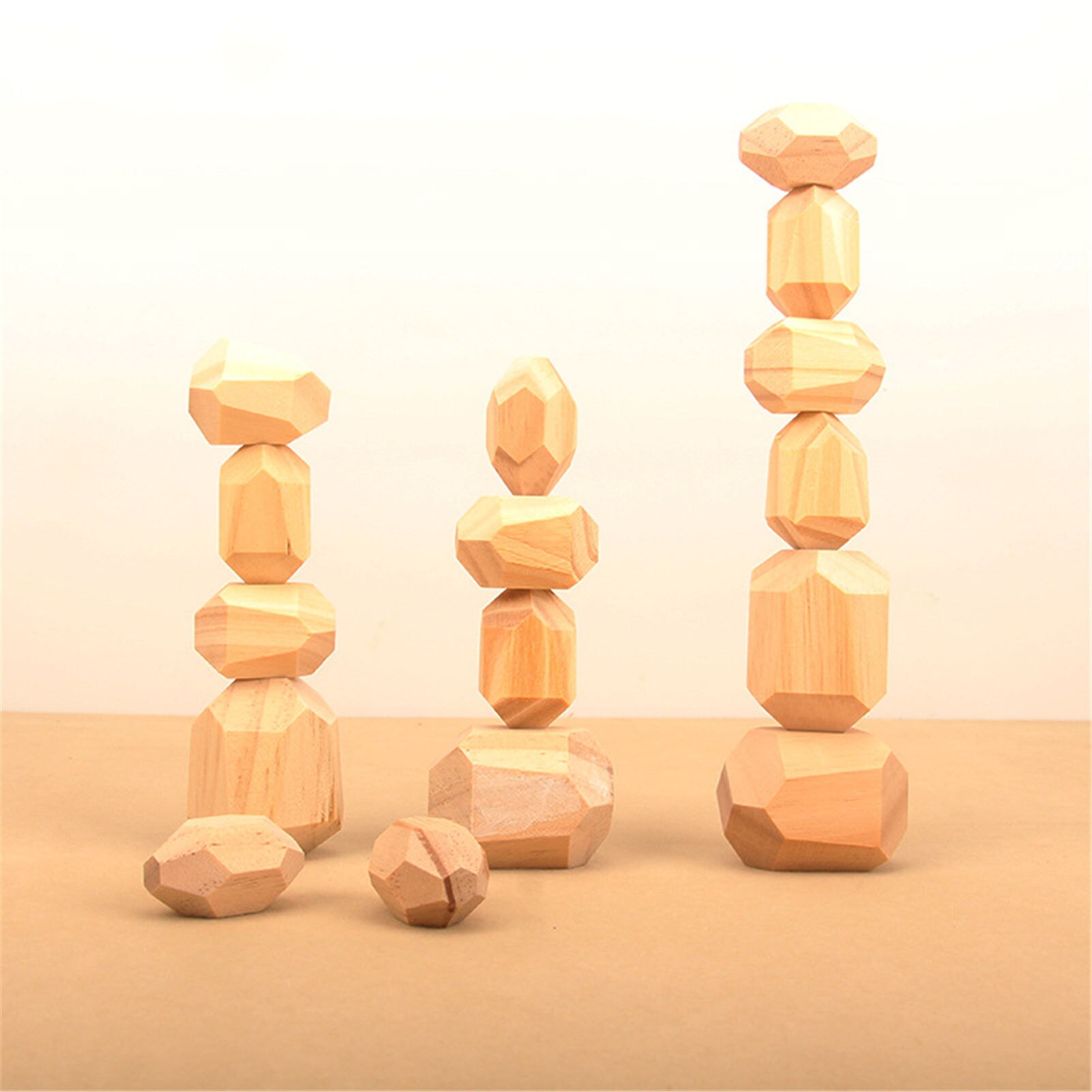 16PCS Wooden Rocks Wood Balancing Stacked Stone Ed... – Vicedeal