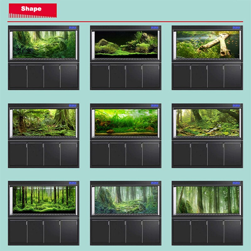 Aquarium Background Static Cling Green Tree Tropic... – Vicedeal