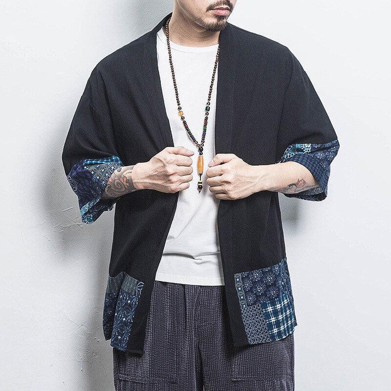 Man Sleeve Shirt Kimono traditional Cardigan vinta... – Grandado