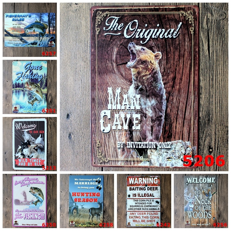 The Original Man Cave Tin Signs Fishing Hunting Se... – Grandado