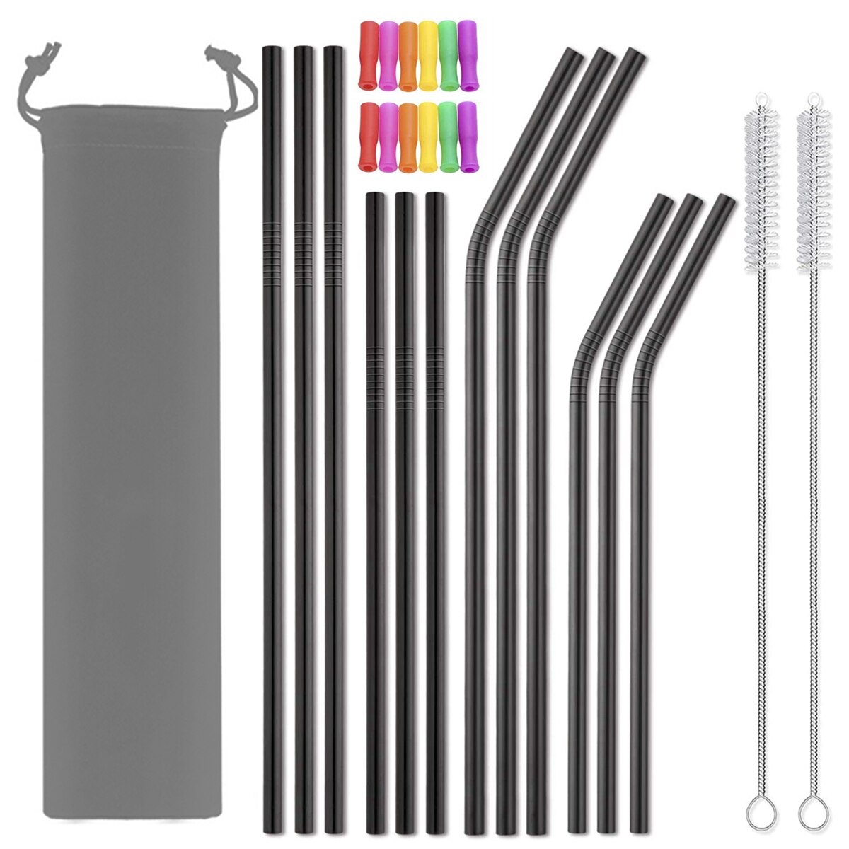 Long Reusable Drinking Straws Set Metal Straws 304... – Grandado