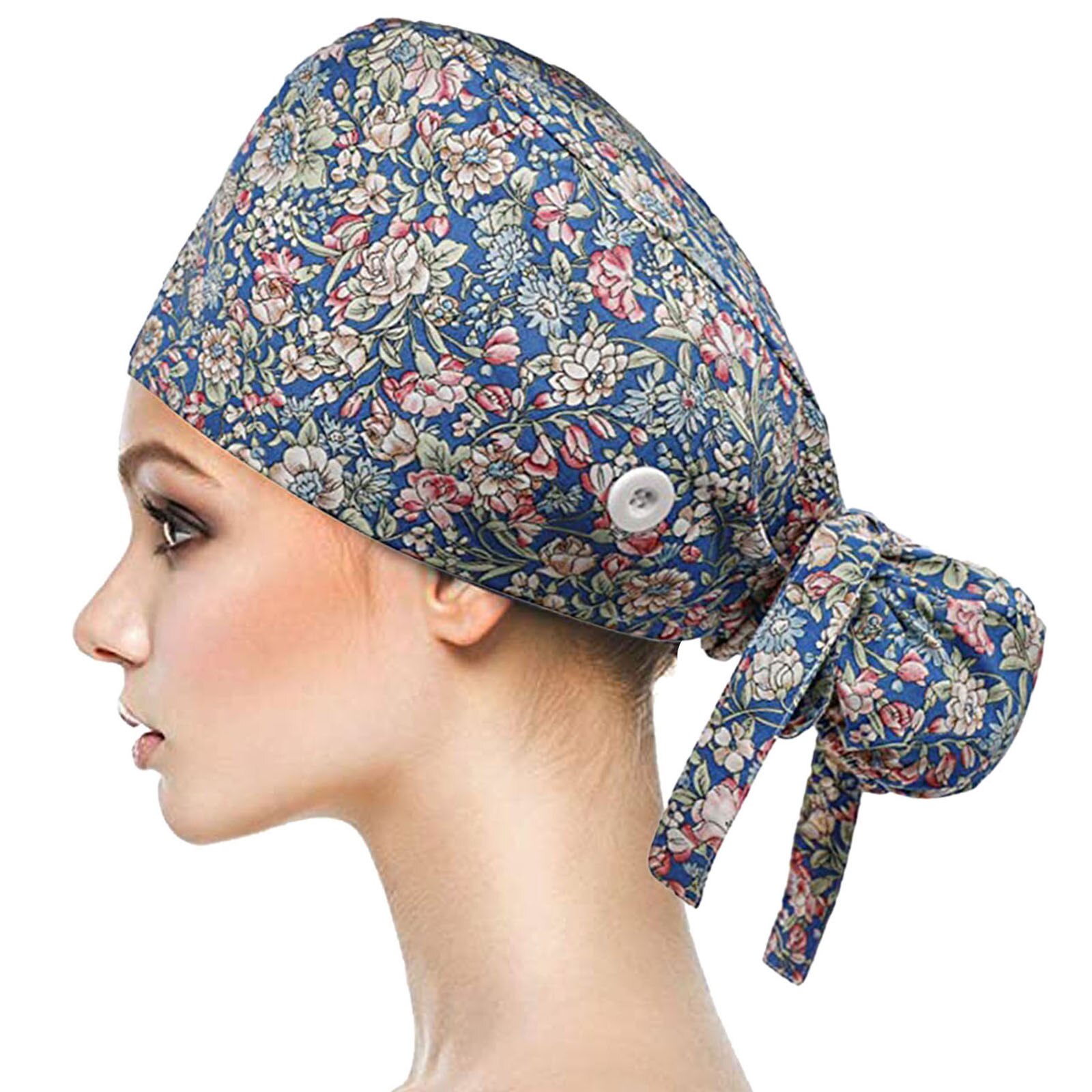 30# Nurse Cap Unisex Buttons Bouffant Hat Sweatban... – Grandado