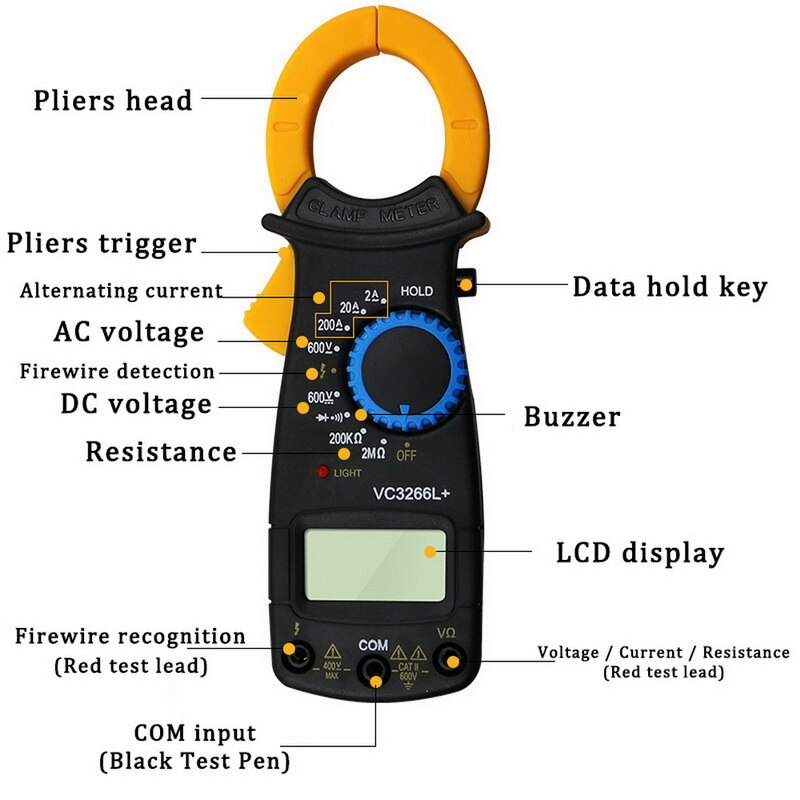 VC3266+ Digital Multimeter Clamp ammeter transisto... – Grandado