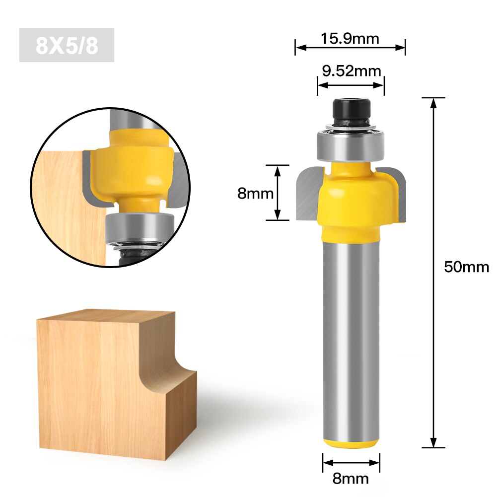 1pcs/set Cove Bit With Bearing8mm shank Dovetail R... – Grandado