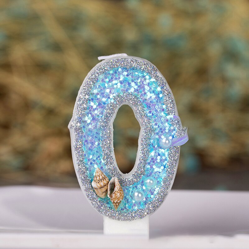1PC Blue sea shell Glitter Number Birthday Candles... – Vicedeal