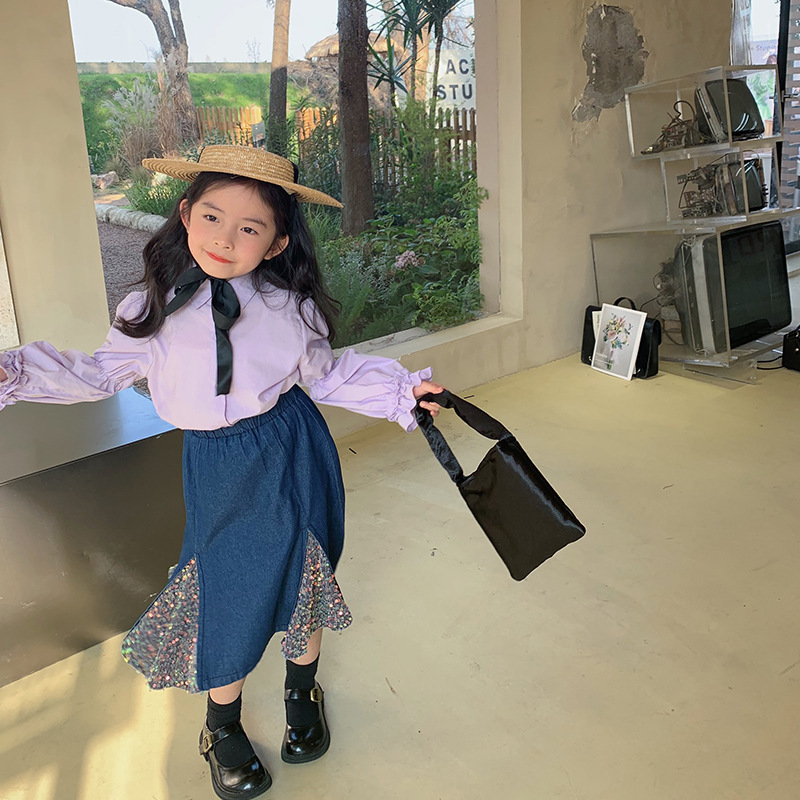 Girl Denim Skirt 2022 Spring Children Mermaid Fish... – Grandado