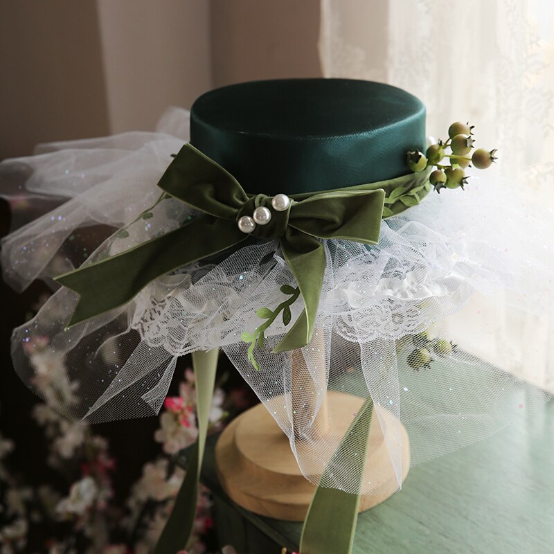 Spring Summer Wedding Hat Forest Style Dark Green ... – Vicedeal
