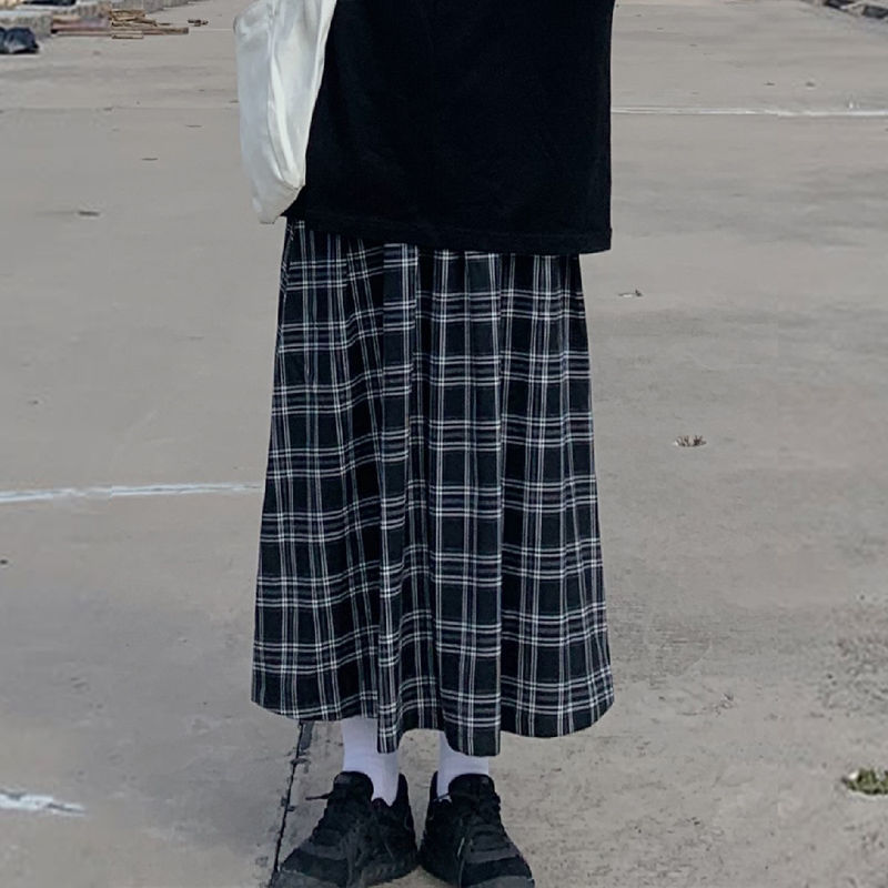 Midi Rokken Vrouwen Zwart Harajuku Preppy Stijl Ti... – Grandado