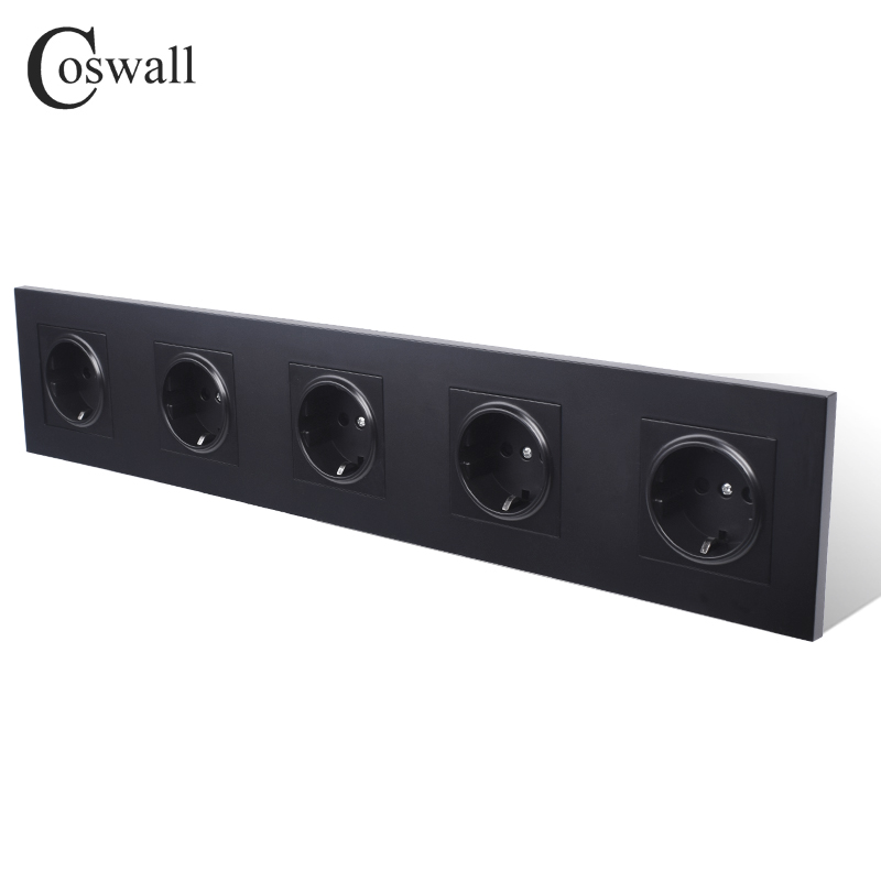 COSWALL 5 Gang Wall Power Socket Grounded 16A EU S... – Grandado