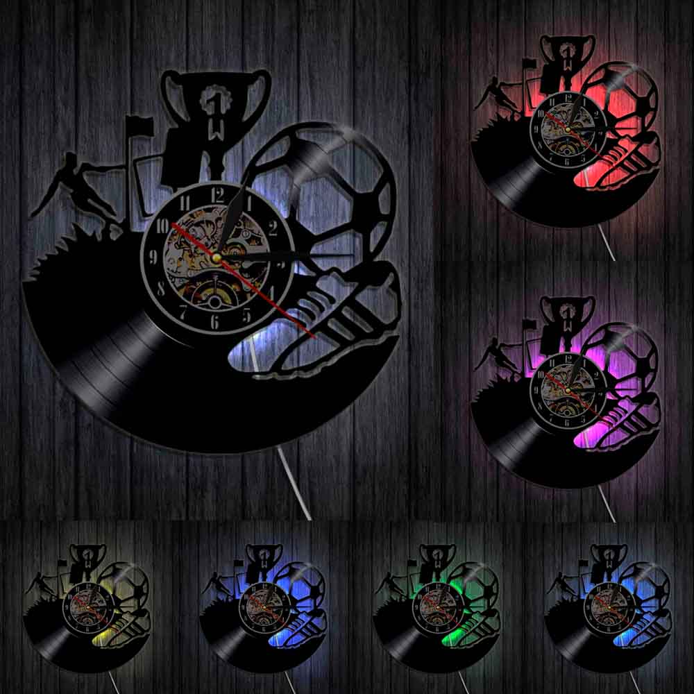Football Wall Clock Vinyl Record Time Watch Soccer... – Grandado