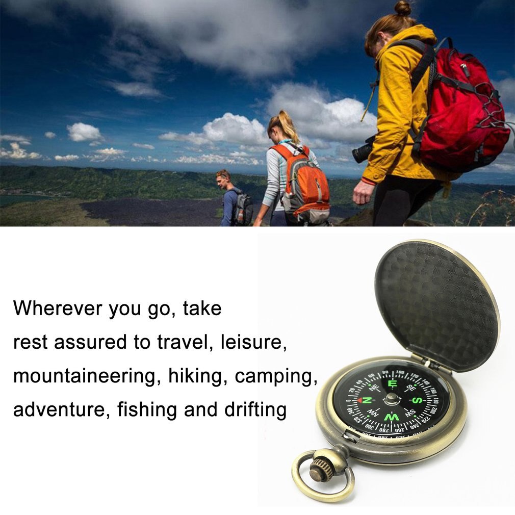 Vintage Pocket Compass Retro Outdoor Hiking Naviga... – Grandado