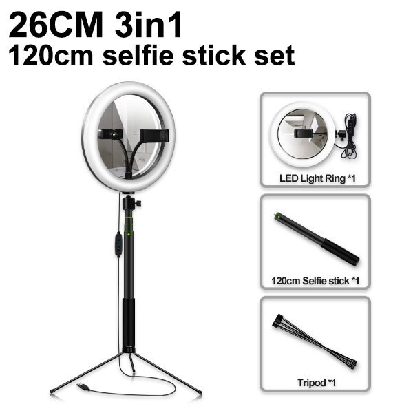 LED Selfie Makeup mirror Ring Light profissional U... – Grandado