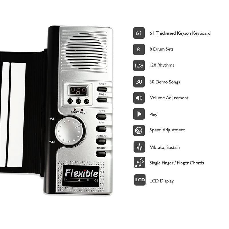 61 Keys Roll Up Electronic Organ Hand Roll Piano w... – Vicedeal