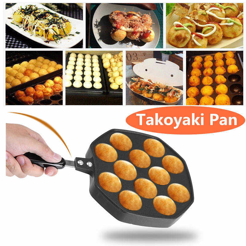 12 Cavities Aluminum Non Stick Takoyaki Grill Pan ... – Grandado