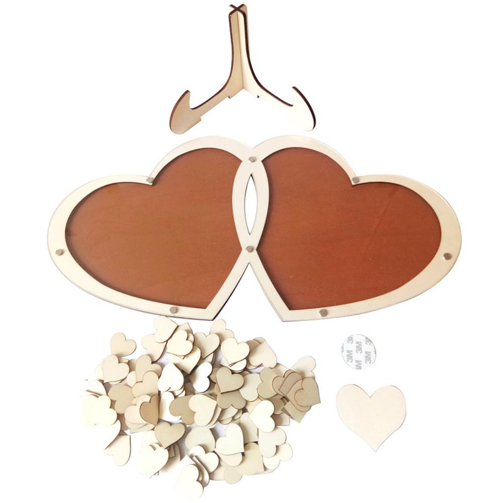 Wooden Frame Guestbooks Unique Double Heart Weddin... – Grandado
