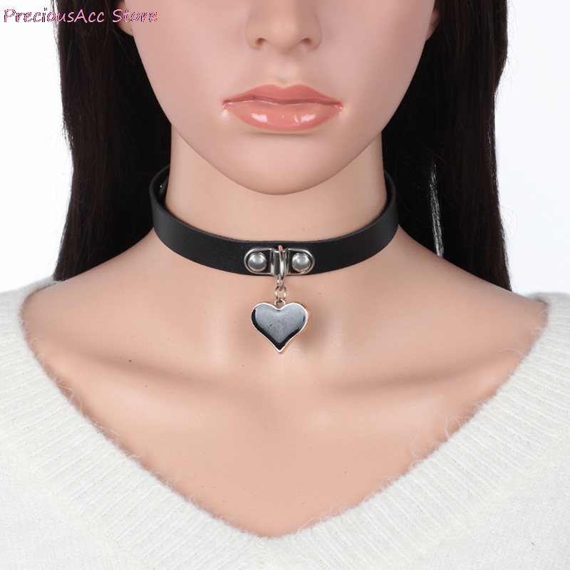 Spike Choker Gothic PU Leather Cross Sun Key Heart... – Grandado