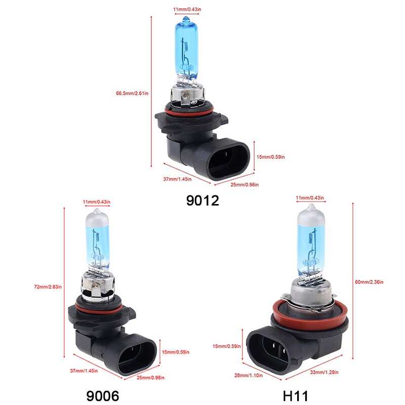 2 stk 9006/9012/h11 halogen pære 12v 55w 6000k bil... – Grandado