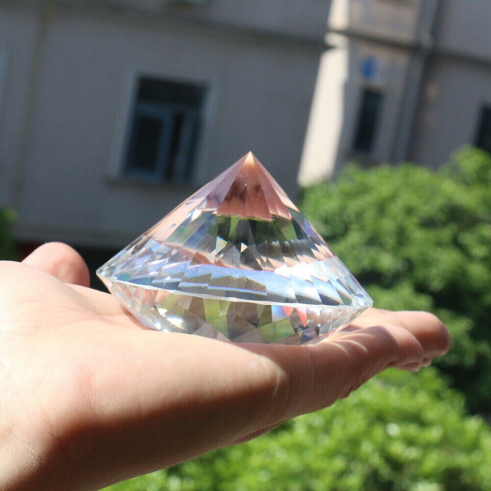 80mm K9 Crystal Clear Paperweight Cut Glass Giant ... – Vicedeal
