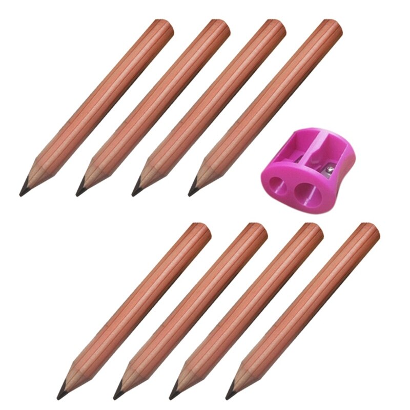 Lápis triangular curto mini lápis de madeira trian... – Grandado