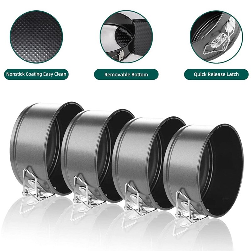 4Pcs Springform Cake Pan - 4 Inch Steel Nonstick L... – Grandado