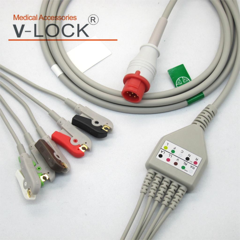 One-piece ECG cable and leadwires 3leads 5 leads s... – Grandado