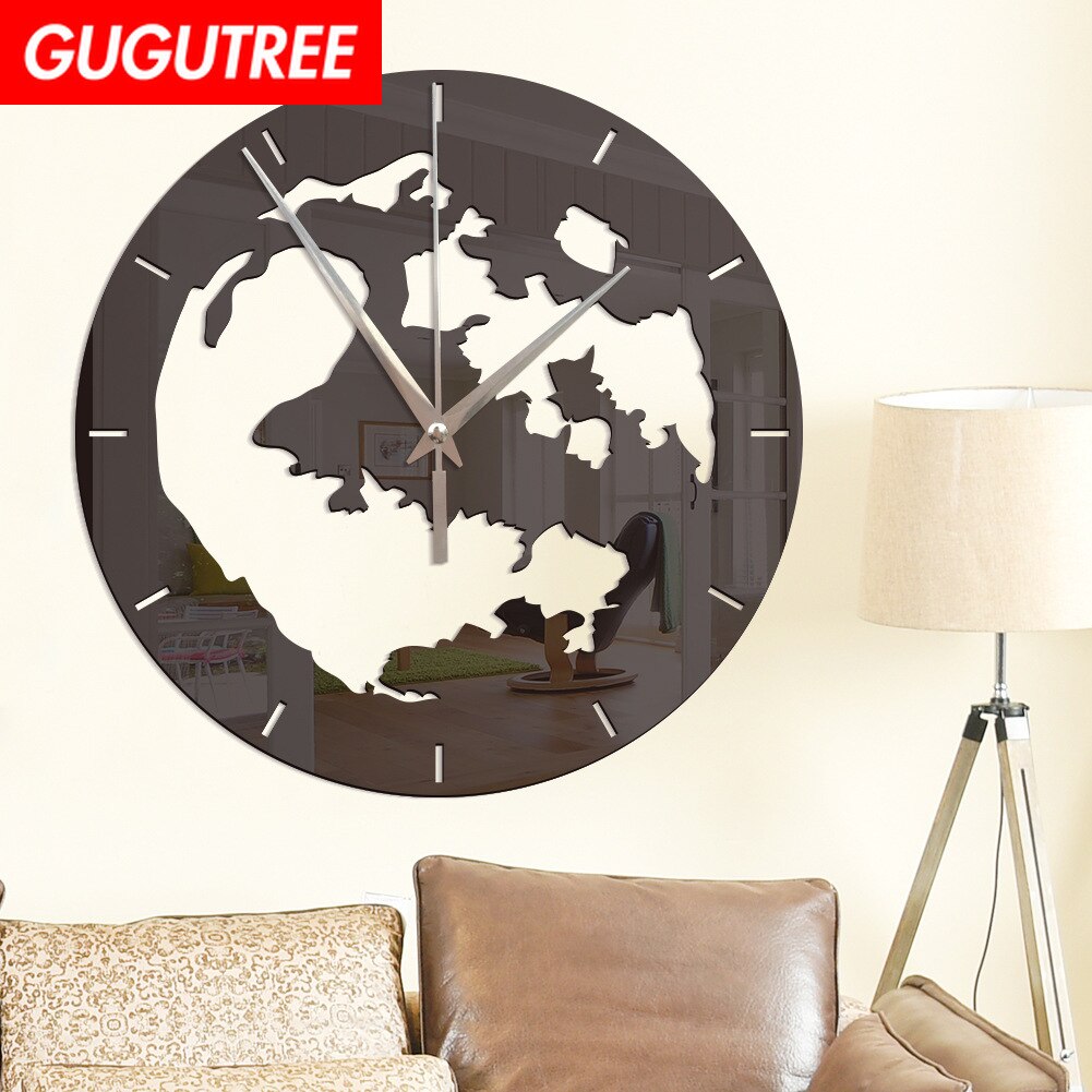 Decorar 3D tierra mapa reloj espejo de pared artís... – Grandado