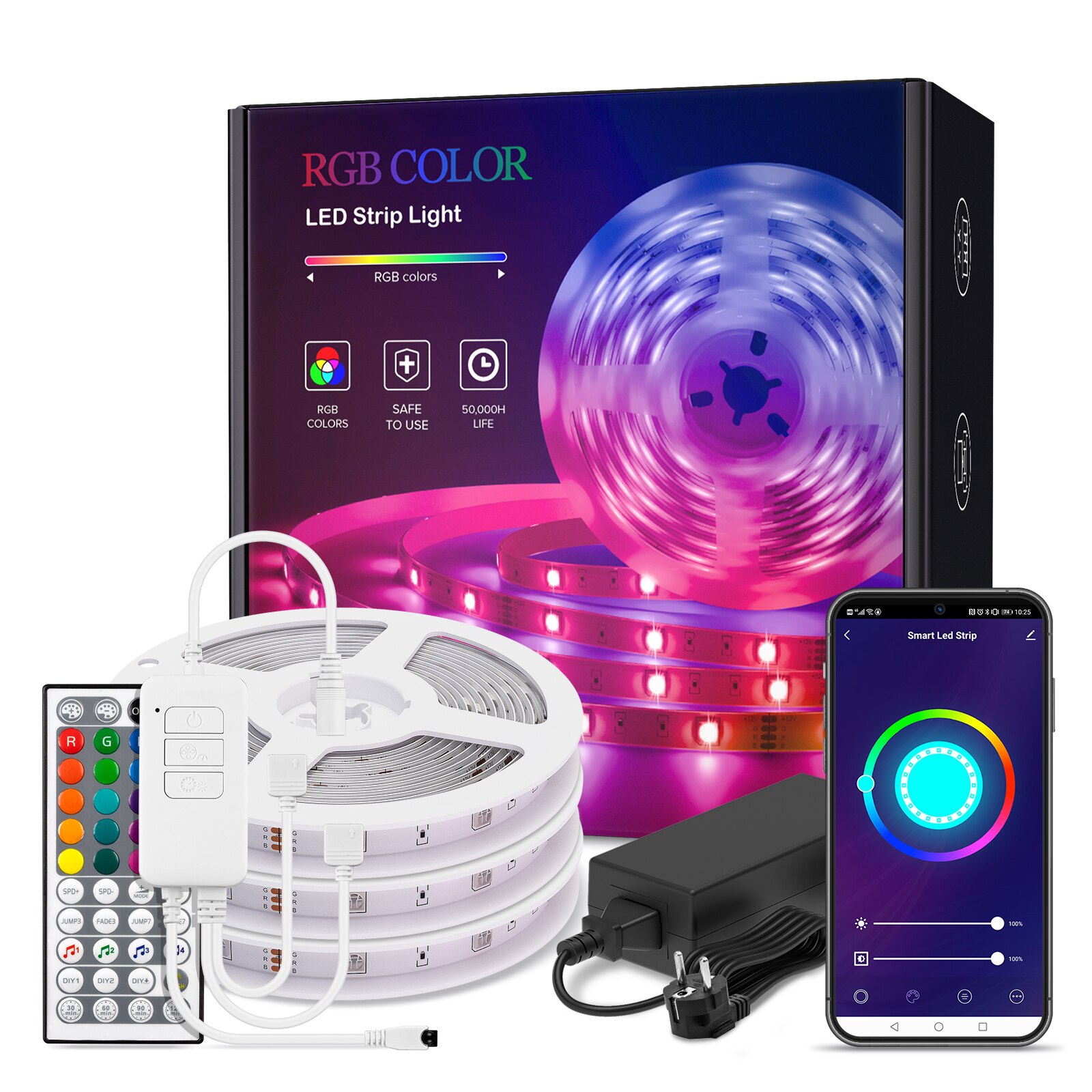Musik wifi bluetooth app led strip lys kit diy far... – Grandado