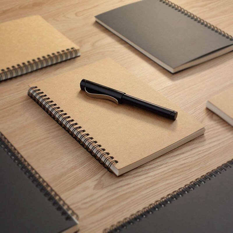 4 Pack A5 Kraft Cover Notepad Blank Paper Sketchbo... – Grandado