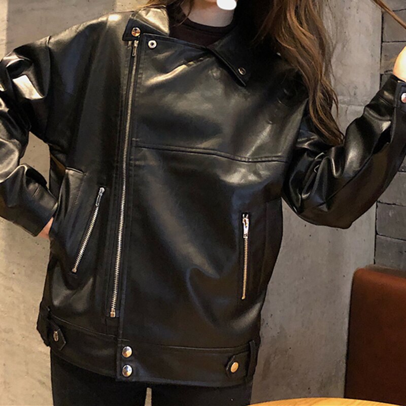 Aelegantmis Casual Loose Faux Leather Jacket Women... – Grandado