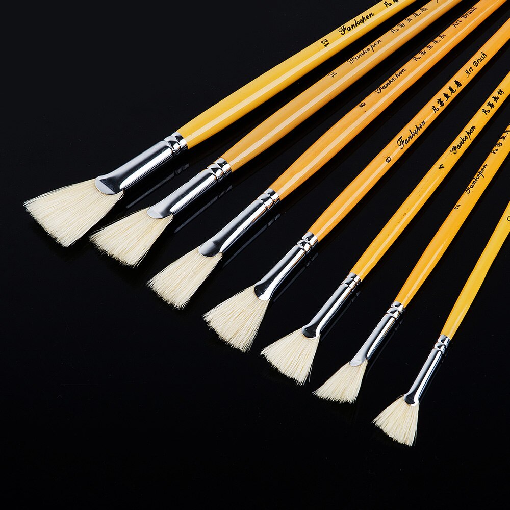 White Bristle Stiff Art Brush Paint Set 7 Pieces S... – Grandado