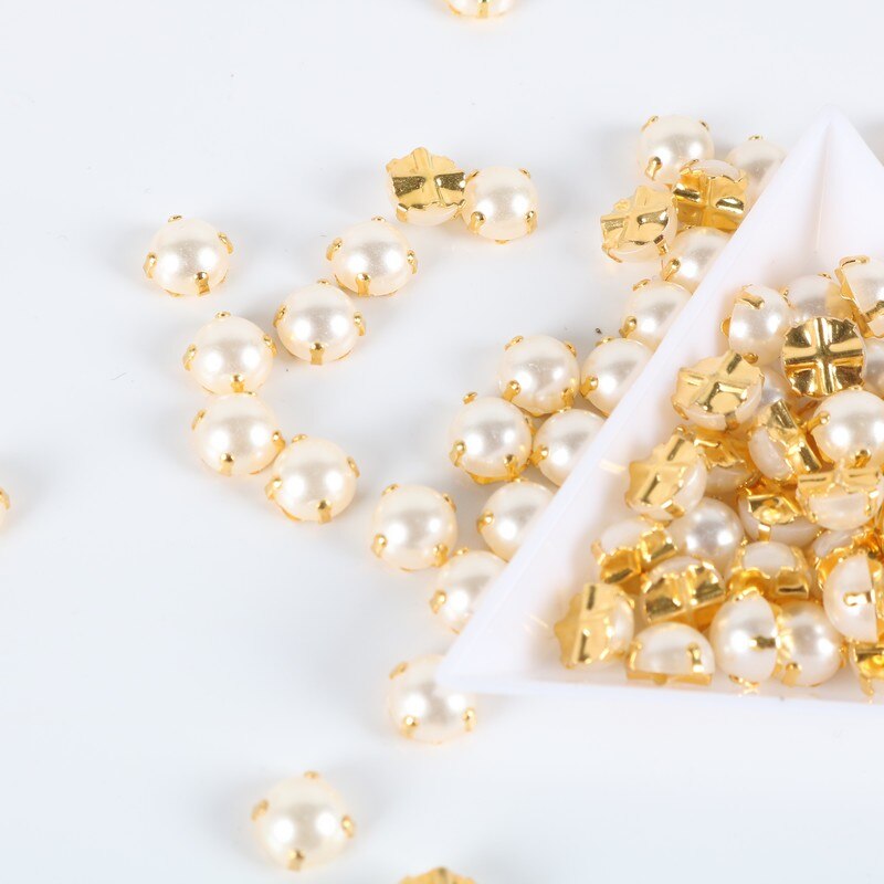 6mm 8mm 100pcs half round White pearls beading Sew... – Grandado