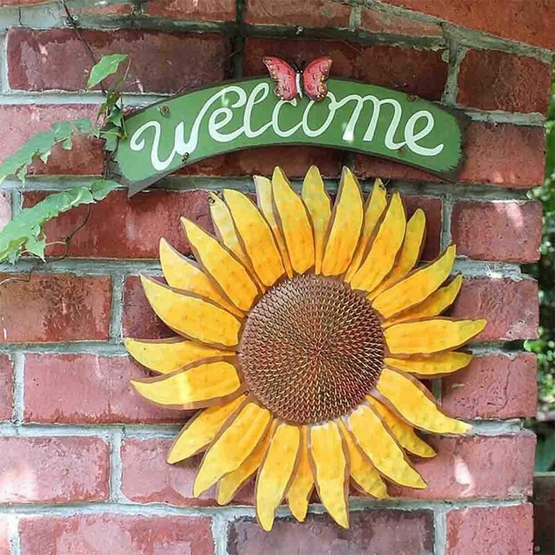 Garden Welcome Signs Metal Hanging Decorative Sunf... – Vicedeal
