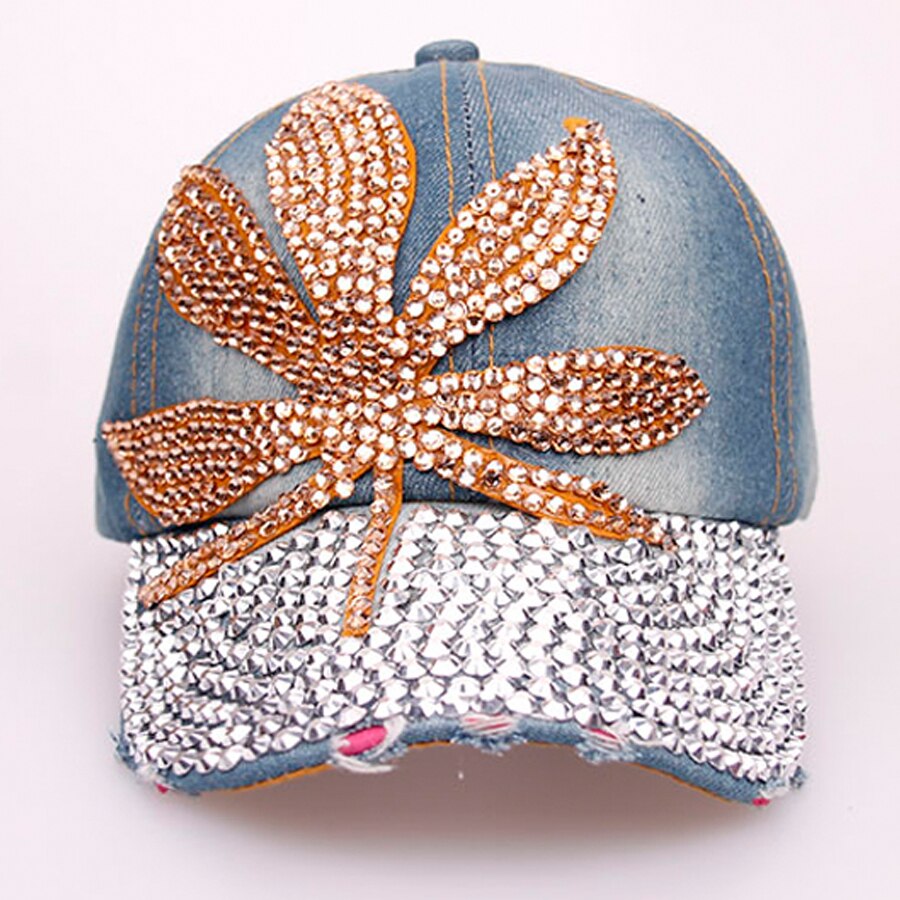 Zeer Mooie Esdoornblad Strass Denim Baseball Caps ... – Grandado
