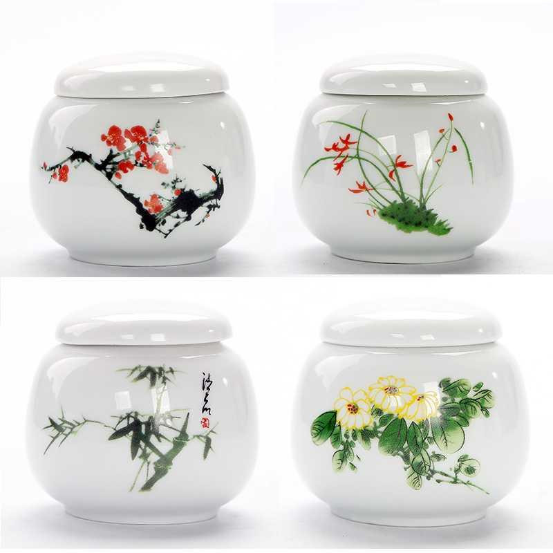 Portable sealed tea canister white porcelain flowe... – Grandado