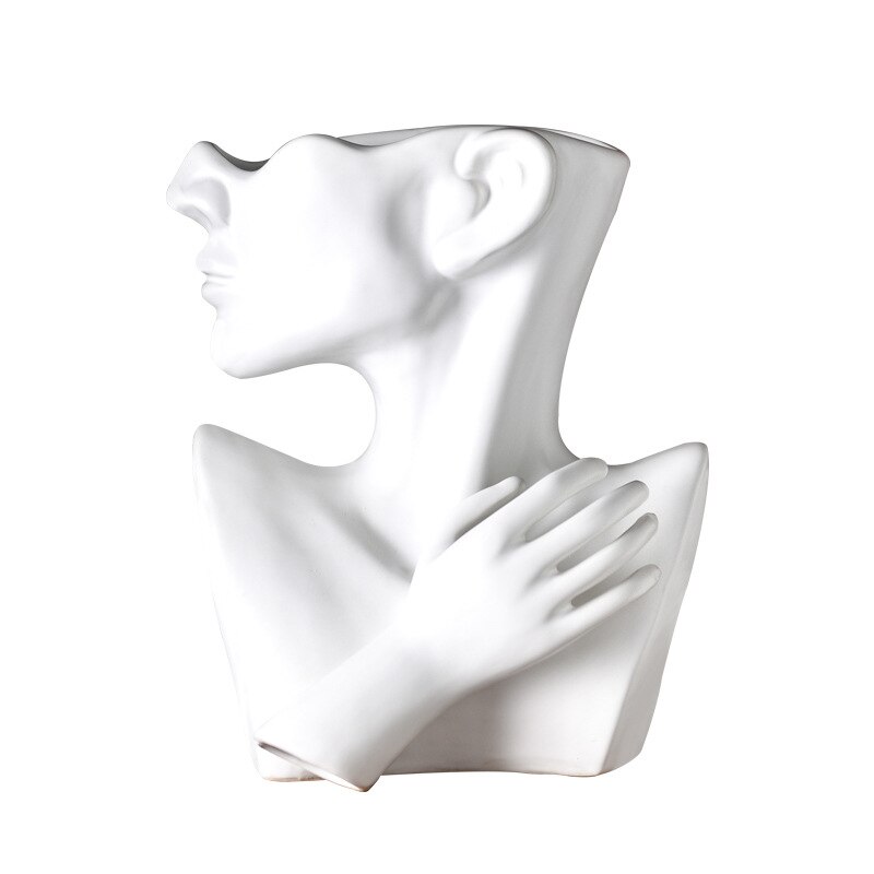 Human Man Head Hand Flower Pot Simple Portrait Dec... – Grandado