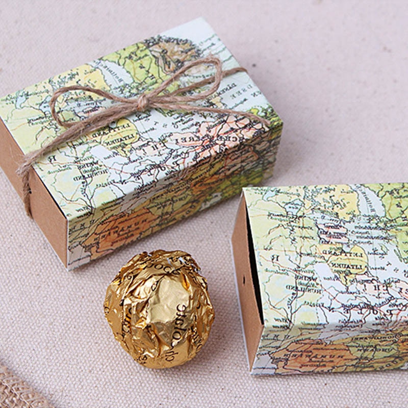 10 Pcs Around the World Map Favor Boxes Vintage Kr... – Grandado