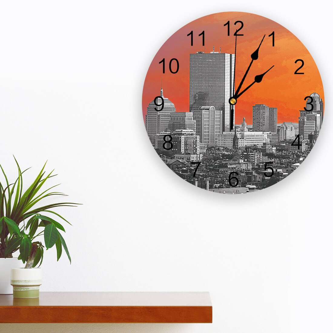 Yellow Orange Sky City York PVC Wall Clock Wall Di... – Vicedeal
