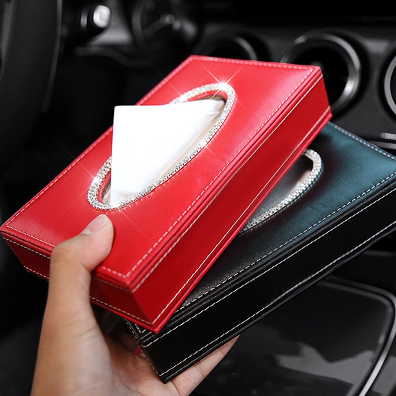 PU Leather Rhinstone Tissue Box Center Console Car... – Vicedeal