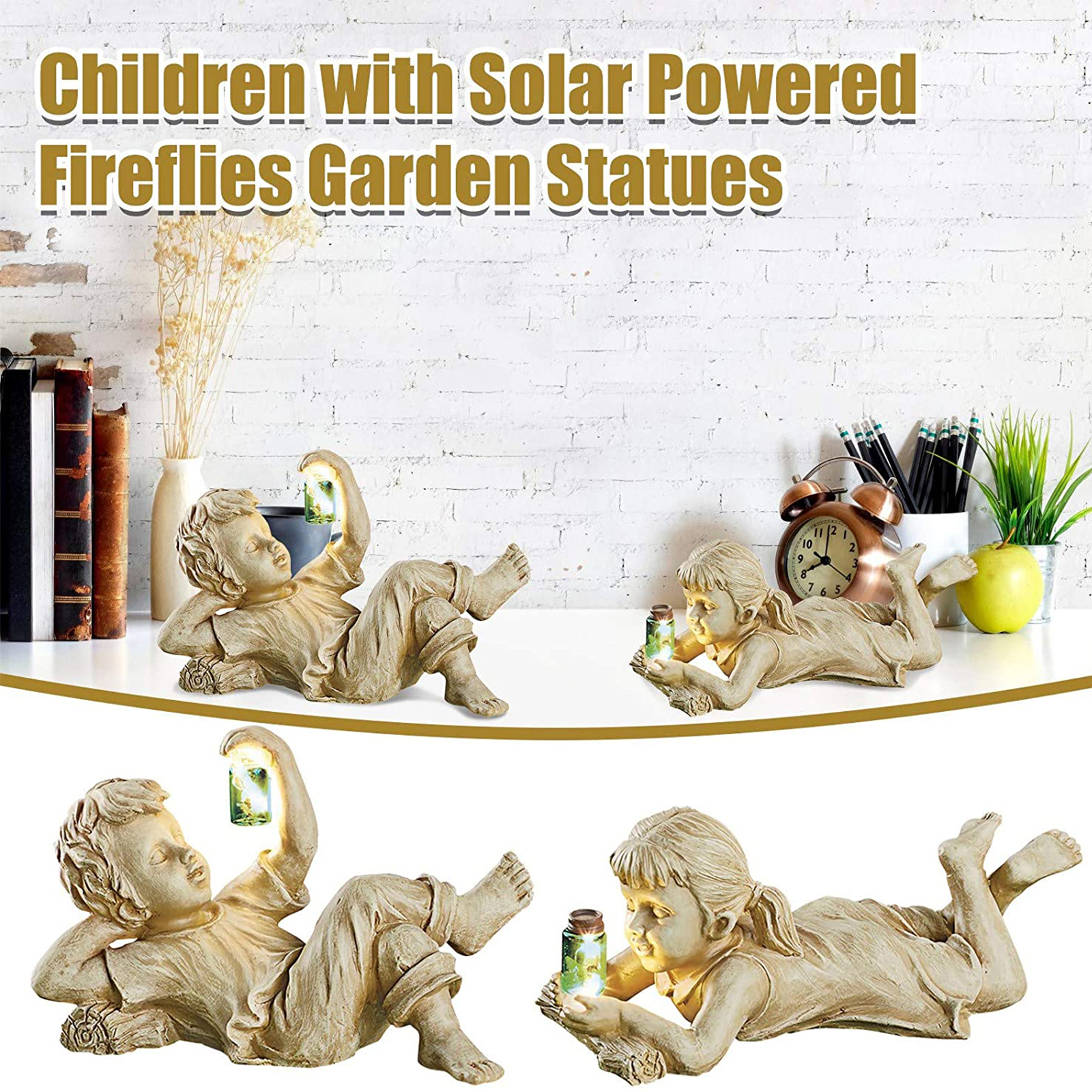 Garden Children Solar Lighted Firefly Jar Boy Girl... – Vicedeal