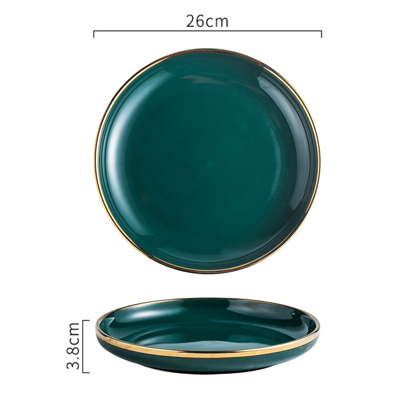 Light Luxury Gold Edge Ceramic Plate Household Ste... – Grandado