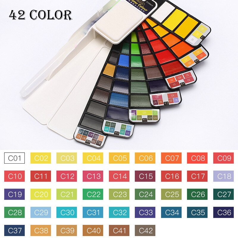 42 Kleuren Art Solid Gouache Pigment Professionele... – Grandado