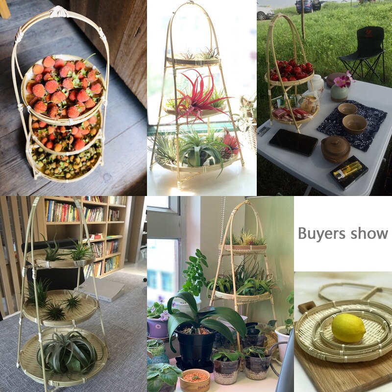 Bamboo Weaving Straw Baskets tier rack Wicker Frui... – Vicedeal